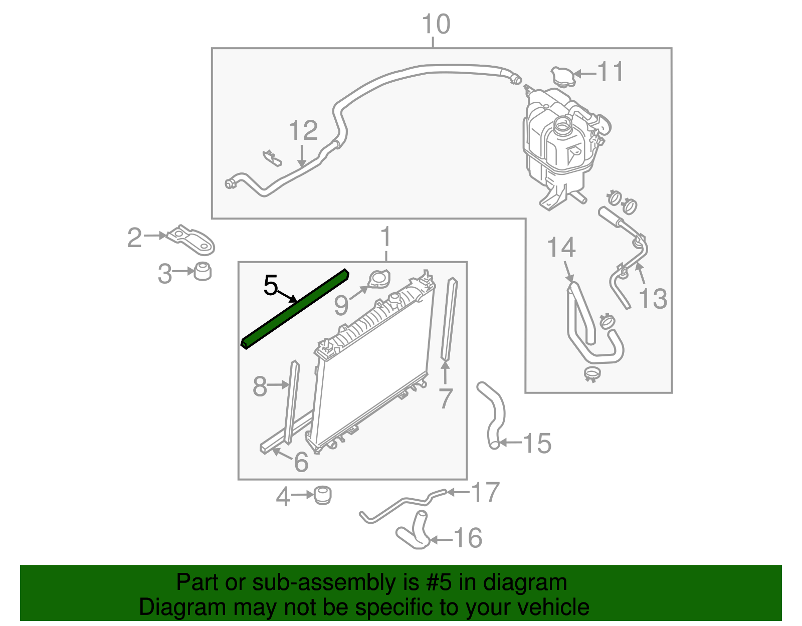 2005-2019 Nissan Radiator Assembly Upper Seal 21496-EA000 | Ziegler ...