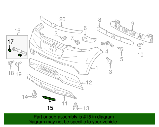 2011-2012 Honda CR-Z Garnish, L Rear Bumper Diffuser 71509-SZT-A00 ...