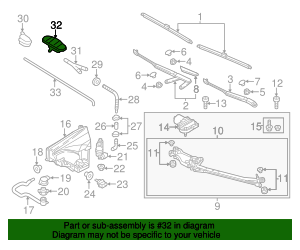 958-628-077-12-9B9 - Windshield Washer Nozzle 2011-2018 Porsche Cayenne ...