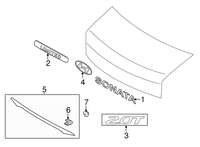 86310-3S000 - Deck Lid Emblem 2011-2014 Hyundai Sonata | AutoNation Parts