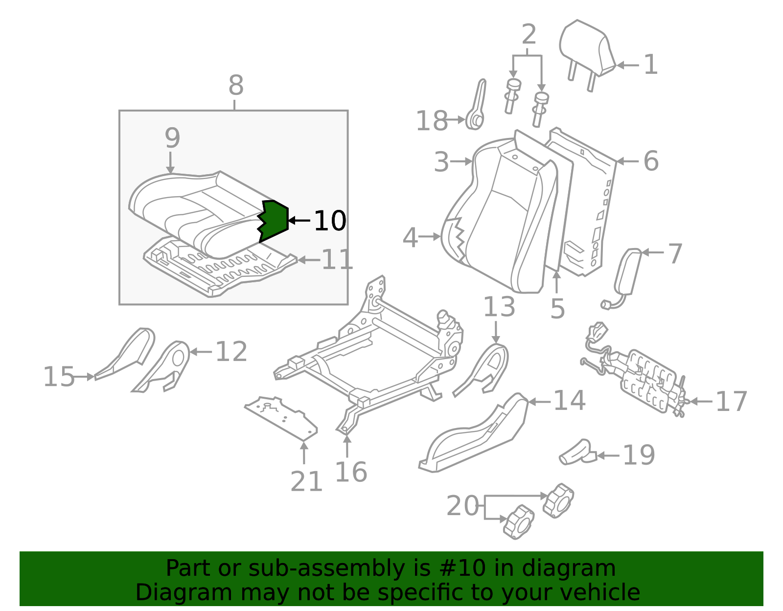 2009-2025 Nissan Seat Cushion Pad 87361-1EA2A | Greenville Nissan Parts