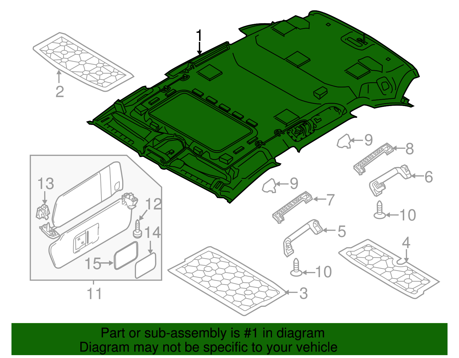 958-867-501-E-7F3 - High-Quality Headliner for 2011-2018 Porsche Cayenne | AutoNation Parts