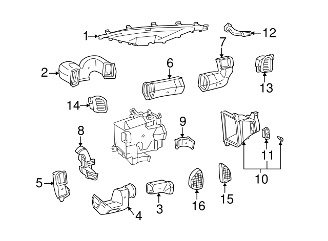 2000-2007 Toyota Center Duct 55843-0C010 | Camelback Toyota Parts