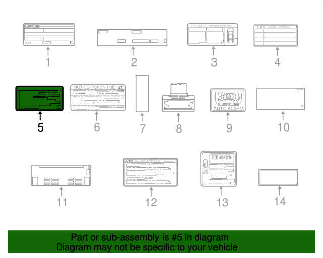 11285-0V011 - Label For 2010-2021 Lexus | Lexus OE Parts