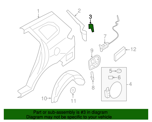 71540-2B200 - Quarter Panel Extension Bracket 2007-2012 Hyundai Santa ...