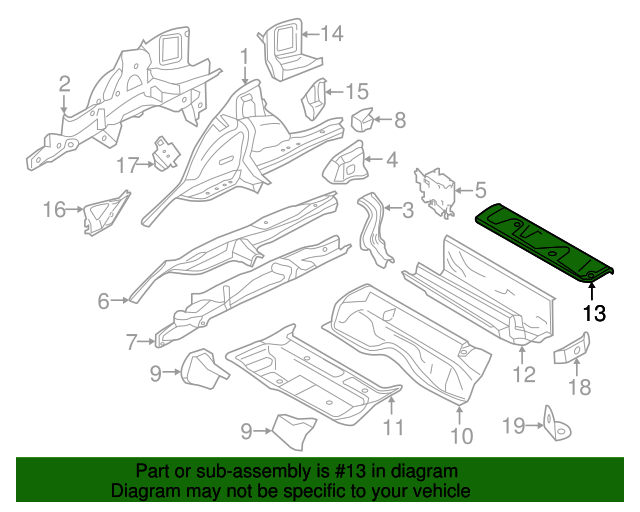 41007481602 - 2014-2021 BMW Rear Floor Pan (41-00-7-481-602) | BMW of ...
