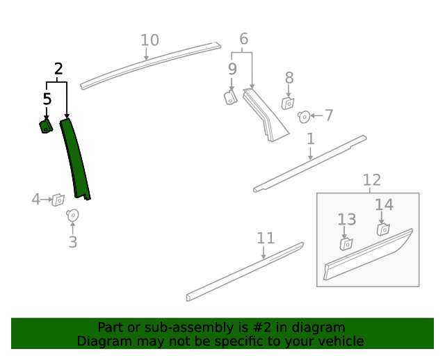 2017-2024 Cadillac XT5 Rear Driver Side Door Window Frame Front ...
