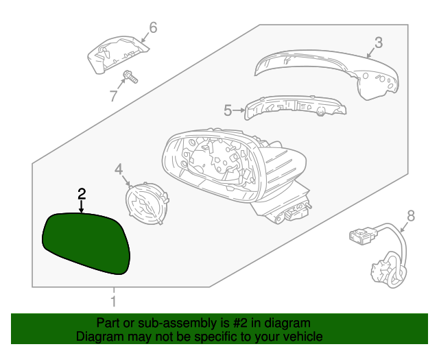 2018-2021 Kia Stinger Mirror Glass - Driver's Side (LH) 87611-J5120 ...