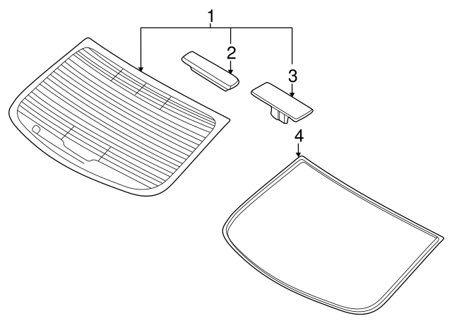 87110-3X000 - Back Glass - 2011-2016 Hyundai | World OEM Parts Hyundai