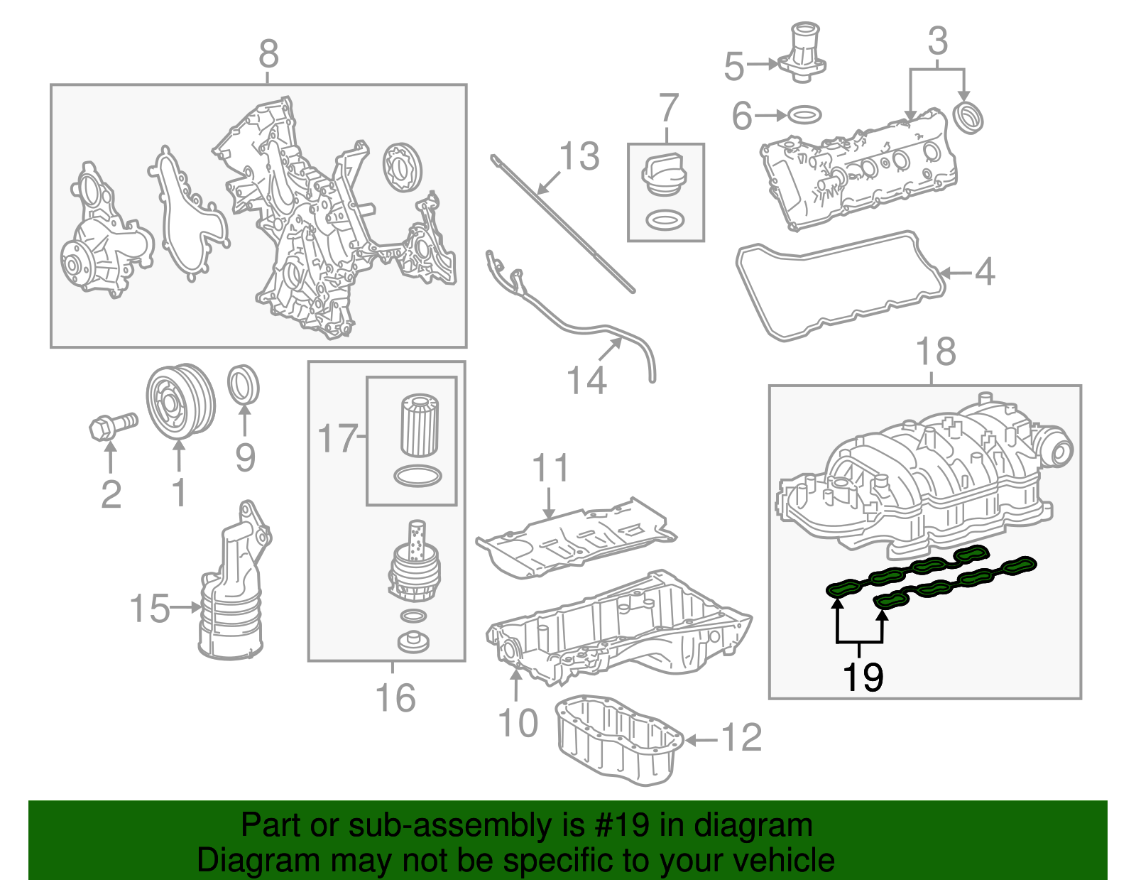 2007-2022 Toyota Engine Intake Manifold Gasket 17171-0S030 | OEM Parts ...