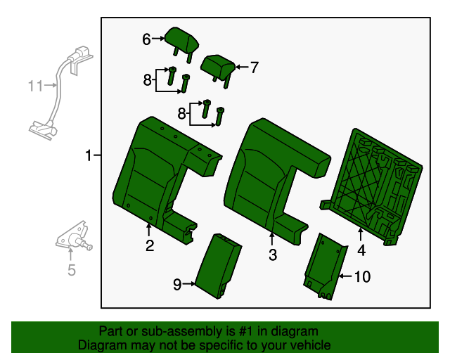2017-2018 Hyundai Elantra Seat Back Assembly 89400-F3000-XFZ | QuirkParts