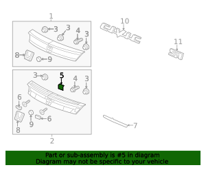 91513-TS8-A01 - Trunk Lid Trim Fastener - 2013-2015 Honda Civic ...
