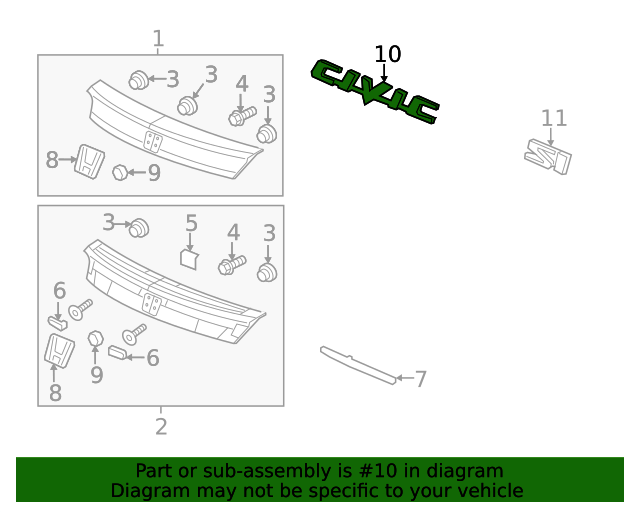 2012-2015 Honda Civic Emblem, Rear (Civic) 75722-TS8-A01 | Hendrick ...