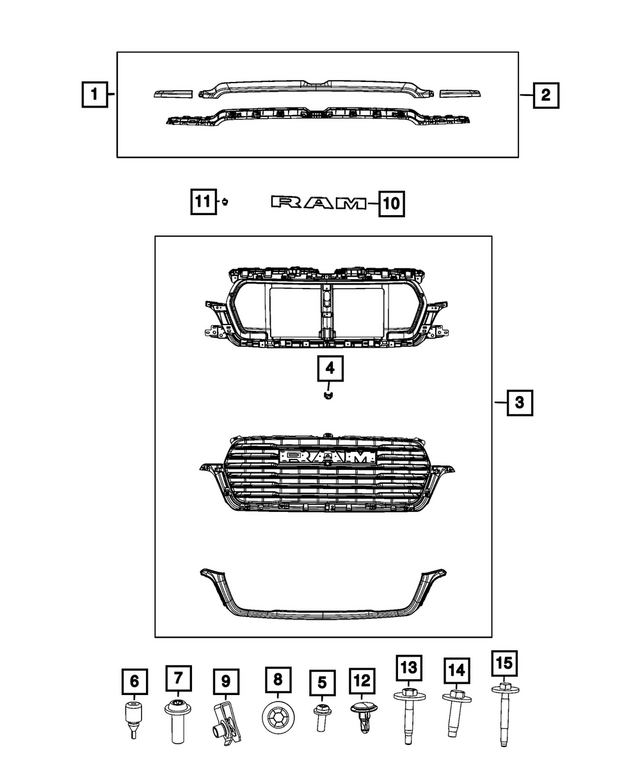 2025 Ram 1500 Complete Grille Kit 68668821AA | Mopar eStore