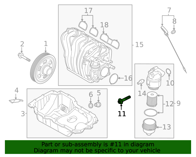11403-08456K - Filter Housing Bolt 2020-2021 Kia Rio | Kia.Parts Store