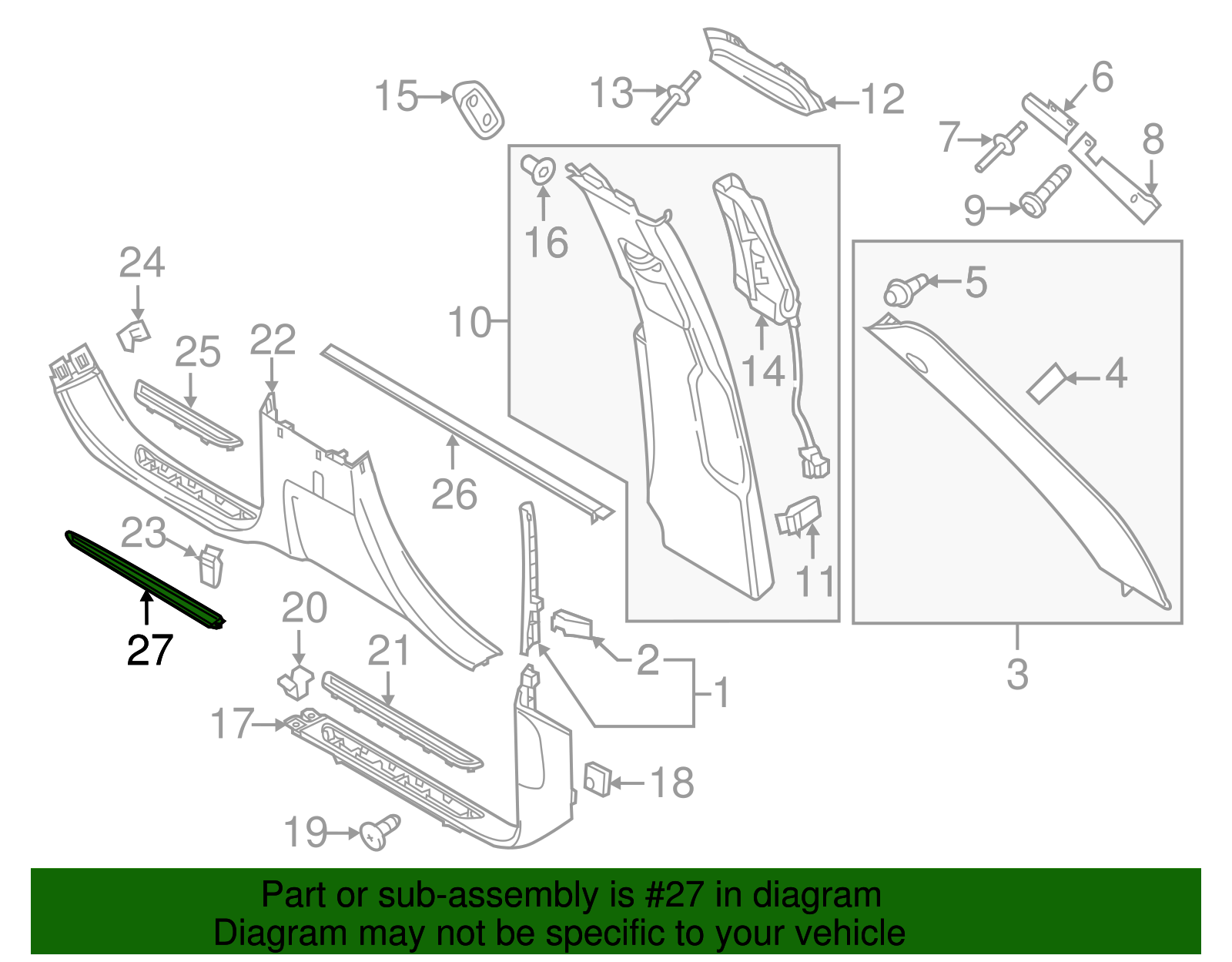 2011-2018 Porsche Cayenne Scuff Plate 958-559-540-00-9B9 | Sunset Porsche Parts