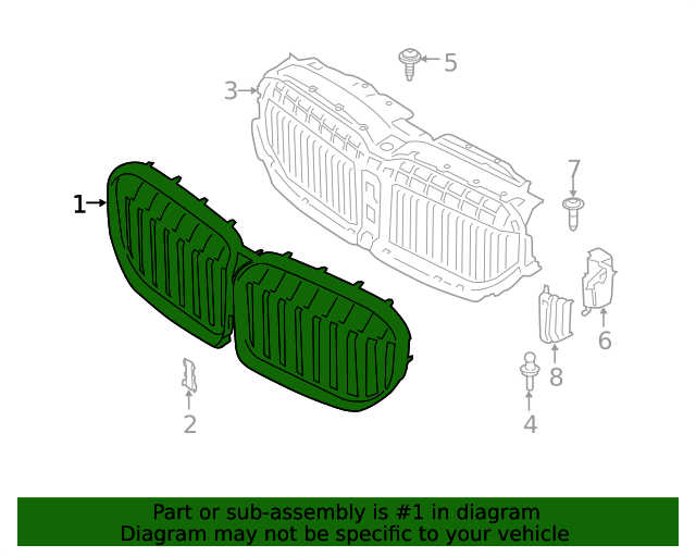 Genuine BMW 51-13-7-475-318 | Grille Assembly | FREE Shipping on Most ...