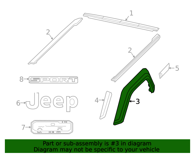 2020-2021 Jeep Gladiator Flare 6JX40TZZAD | TascaParts.com
