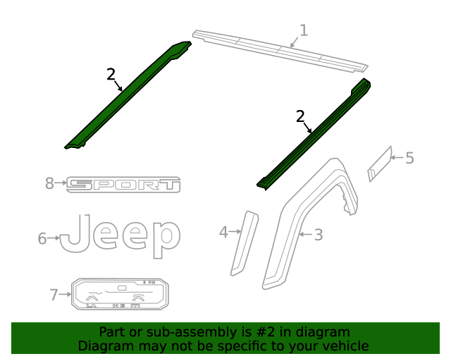 2020-2021 Jeep Gladiator Rail Cover - Passenger Side (RH) 68343262AB ...