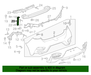 2017-2019 Chevrolet Cruze Rear Bumper Lower Fascia Bracket 39123762 ...