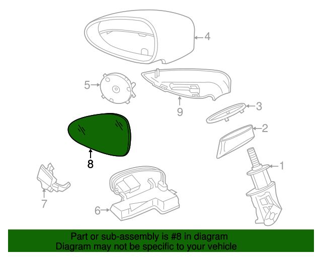 2012-2013 Porsche Panamera Door Mirror Glass 970-731-035-09 ...