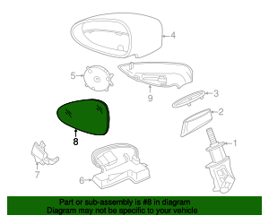 2012-2013 Porsche Panamera Door Mirror Glass 970-731-035-09 ...