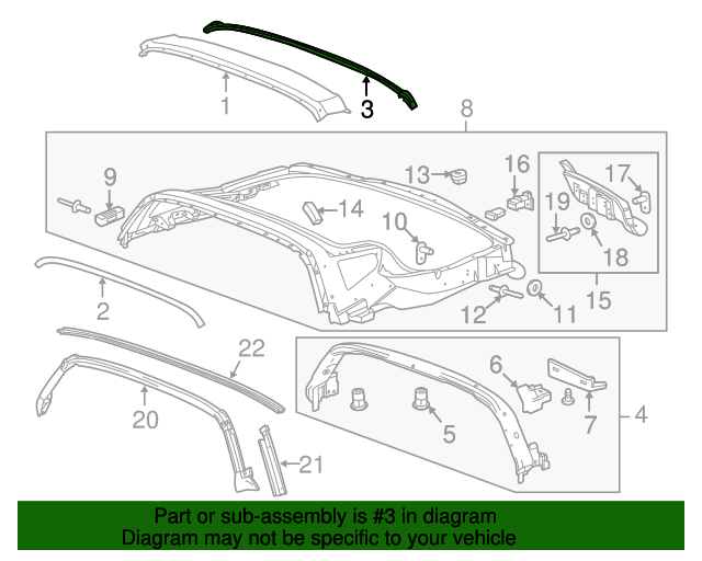 2014-2019 Chevrolet Corvette Liftgate Upper Weatherstrip 23424639 GM ...