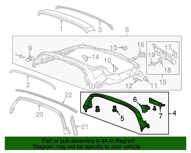 2014-2019 Chevrolet Corvette Number 2 Roof Panel Bow 84025075 ...