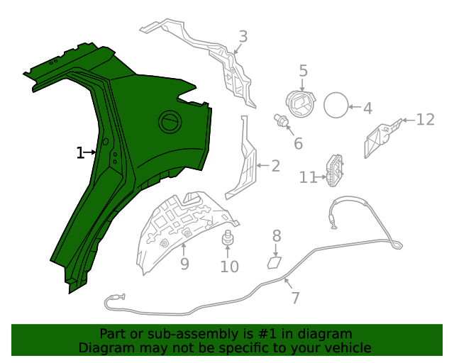 2018-2024 Nissan Kicks Quarter Panel GH101-5RBMA | QuirkParts