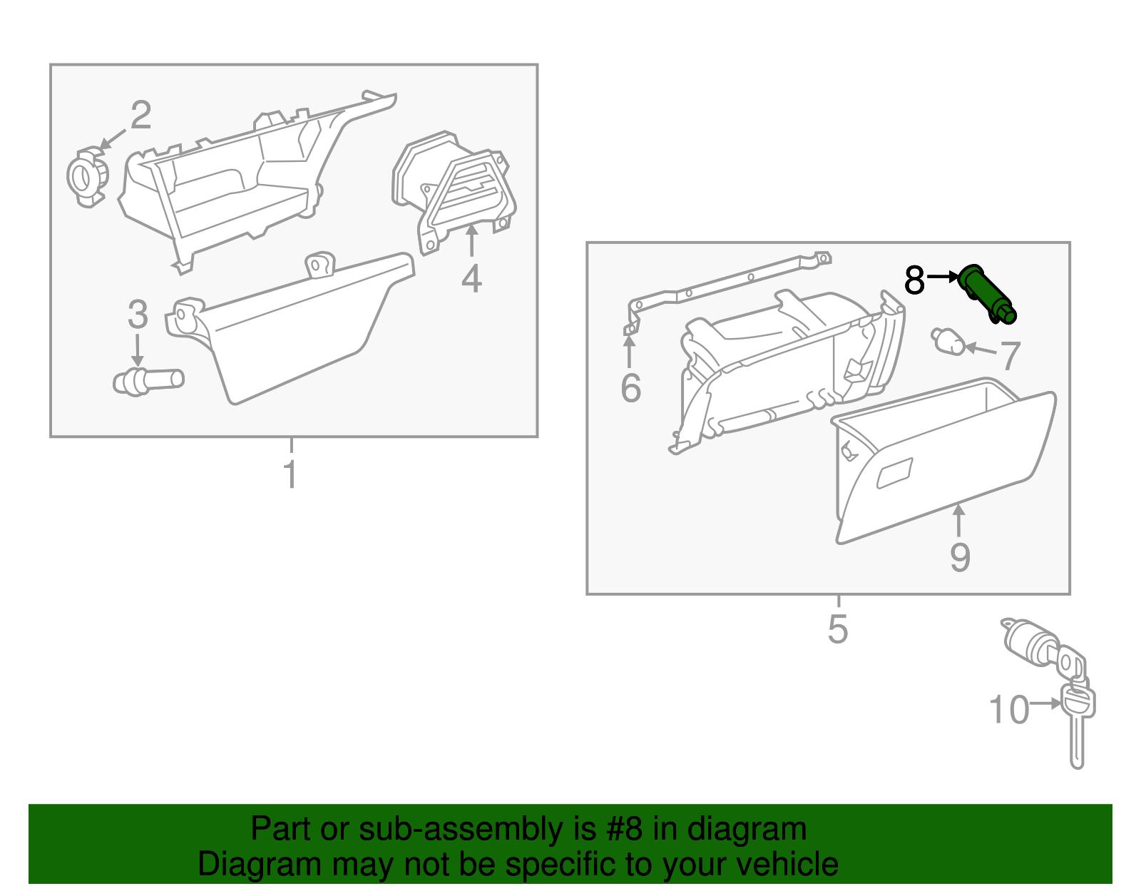 2005-2020 Toyota Glove Box Assembly Stopper 55054-02030 | OEM Parts Online
