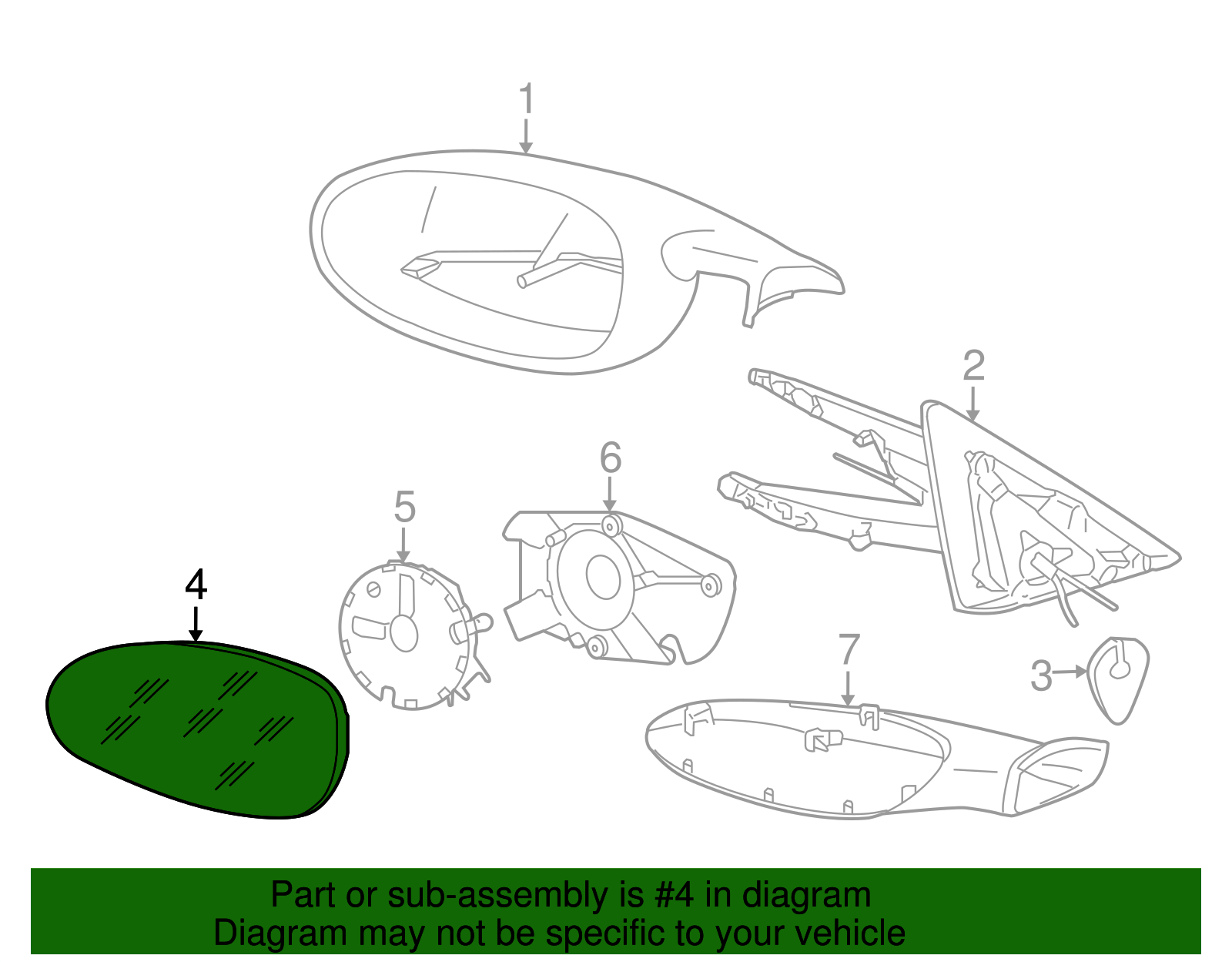 2005-2009 Porsche Mirror Glass 997-731-035-12 | Sunset Porsche Parts