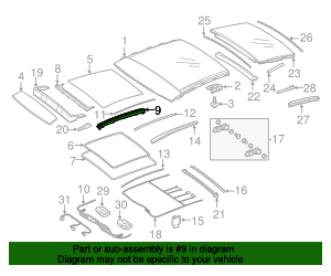 156-780-01-75 - Sunroof Guide Rail 2015-2020 Mercedes-Benz ...