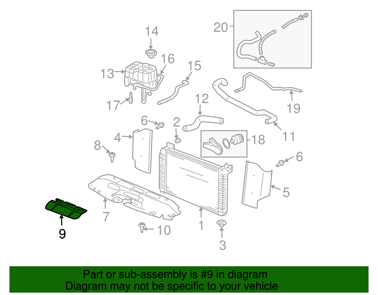 15187923 - 2003-2007 GM - Radiator Support Baffle | My GM Part
