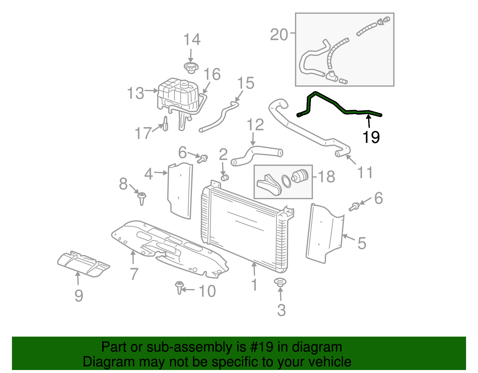 1999-2009 GM Radiator Vent Inlet Hose 15020224 | QuirkParts