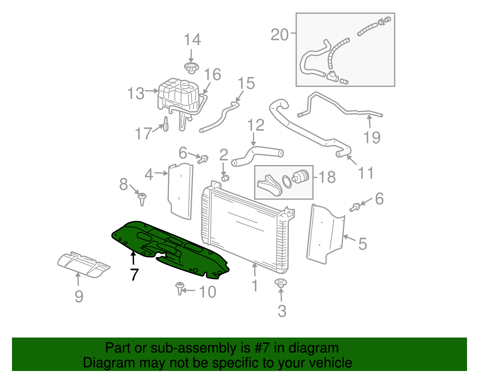 2003-2007 Chevrolet Upper Radiator Air Baffle 15809932 | Courtesy Parts
