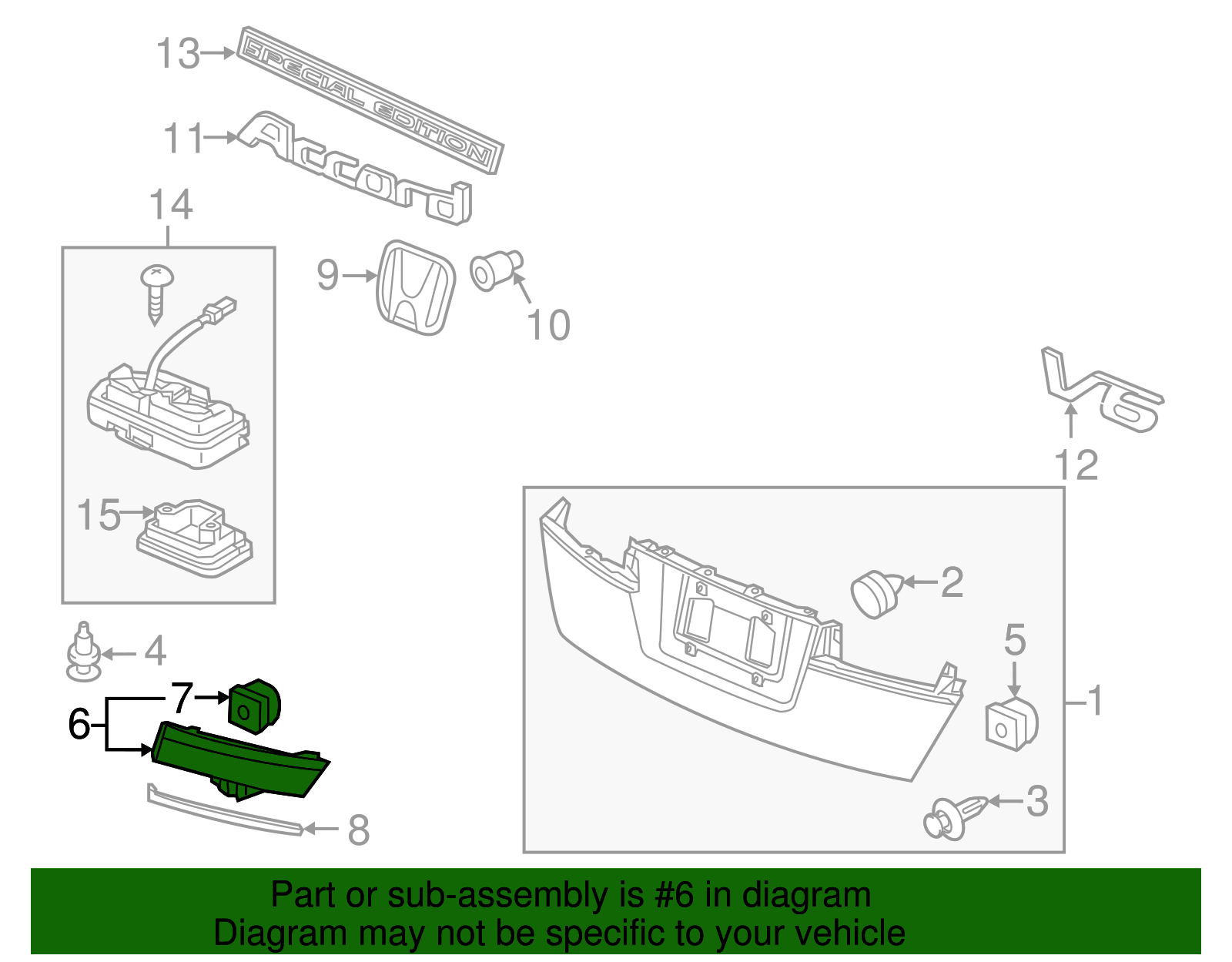 75570-TA5-A01 - Reflector Panel 2011-2012 Honda Accord | Honda Parts Online