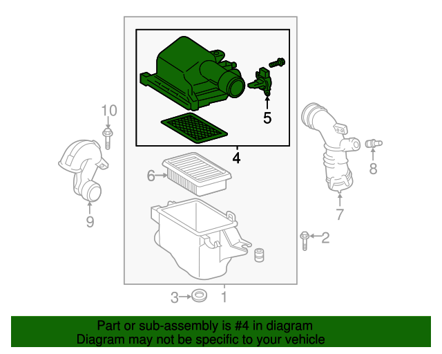 2012-2019 Toyota Prius C Air Cleaner Cover 17705-21180 | Toyota Parts ...