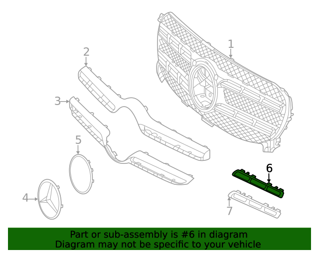 167-888-26-00 - Grille Molding 2020-2023 Mercedes-Benz ...