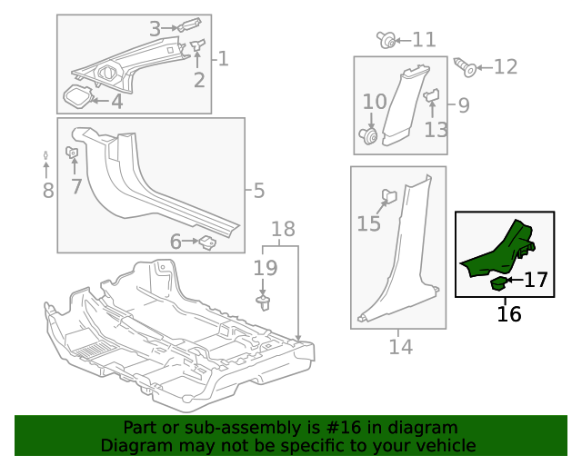 95395488 - Jet Black Rear Driver Side Door Sill Garnish Molding 2016 ...