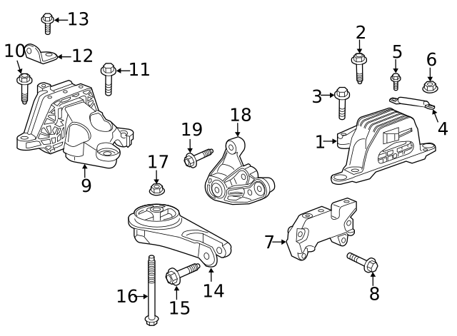 23272795 - Passenger Side Engine Mount 2019-2023 Cadillac XT4 ...