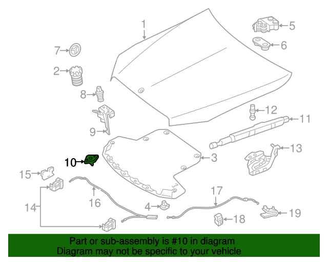 212-880-02-60 - Hood Latch Striker Plate 2017-2023 Mercedes-Benz ...