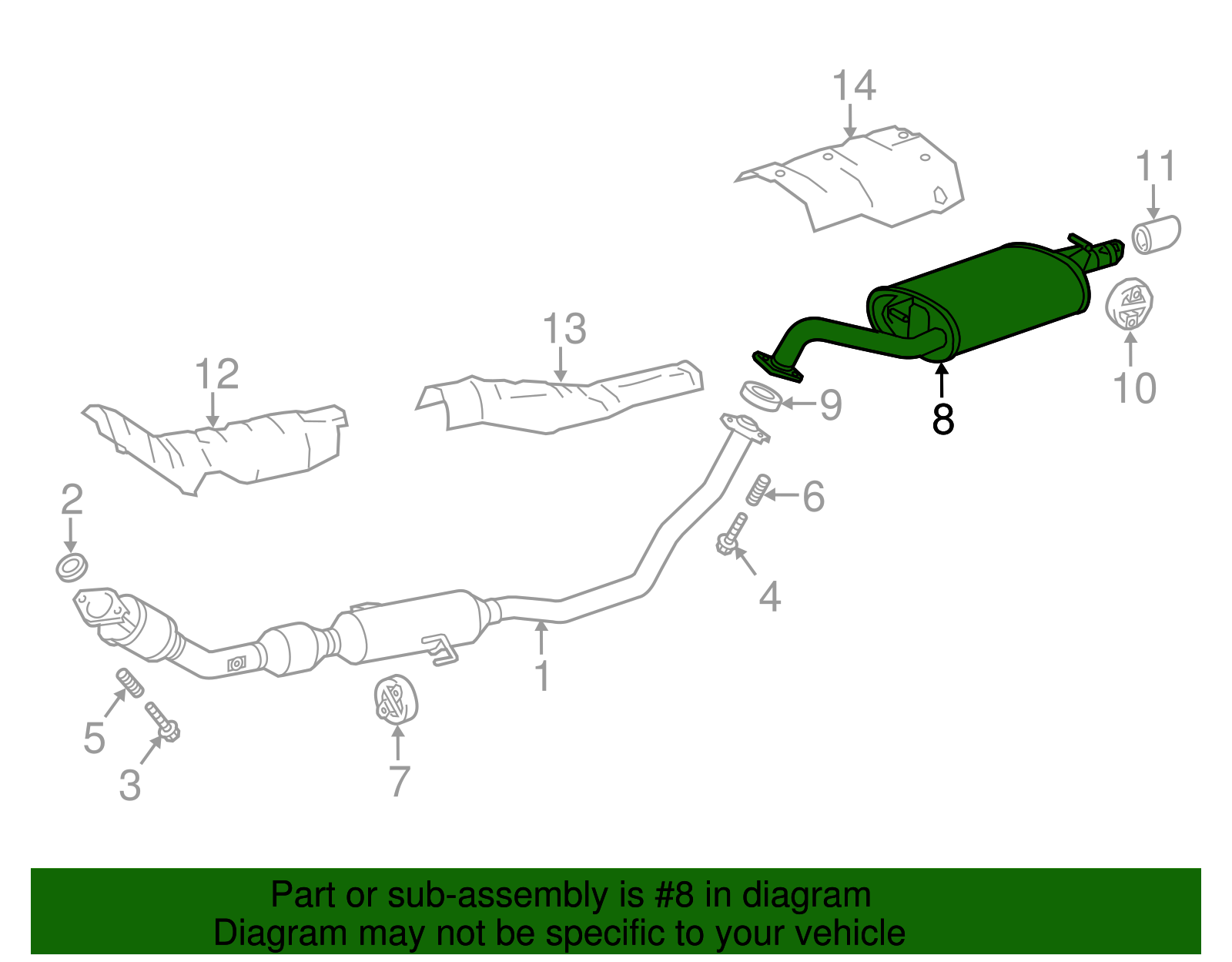 2014-2019 Toyota Corolla Muffler & Pipe 17430-0T251 | Toyota Parts Center