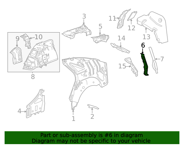 20958084 - Rear Driver Side Inner Quarter Panel Brace 2013-2019 ...