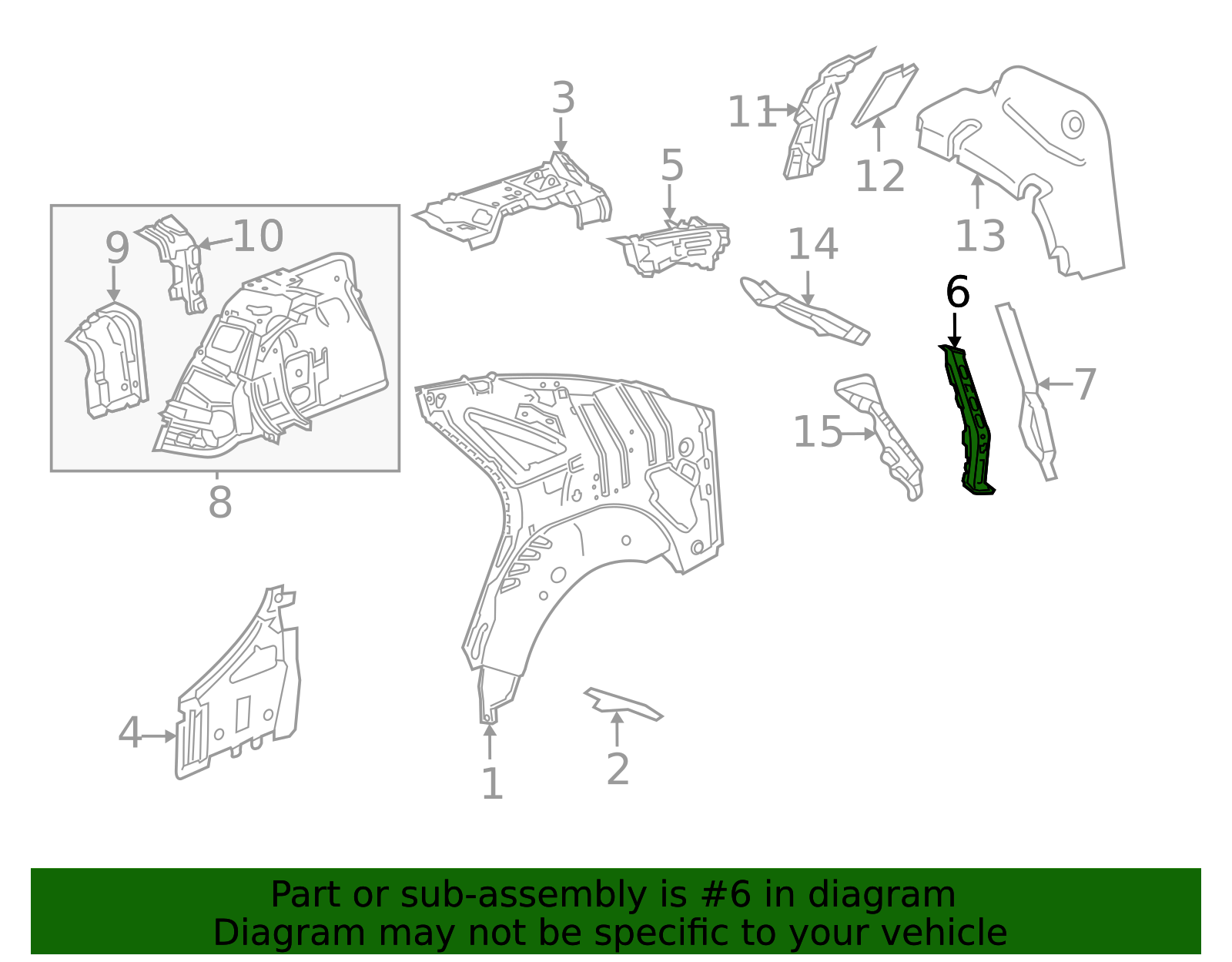 20958084 - Rear Driver Side Inner Quarter Panel Brace 2013-2019 ...