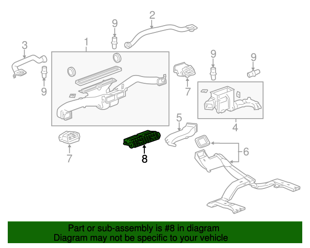 20935595 - Driver Side Center Instrument Panel Air Outlet Deflector ...