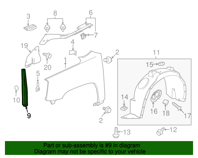 2010-2017 GM Front Fender Insulator 20849990 | OEM Parts Online