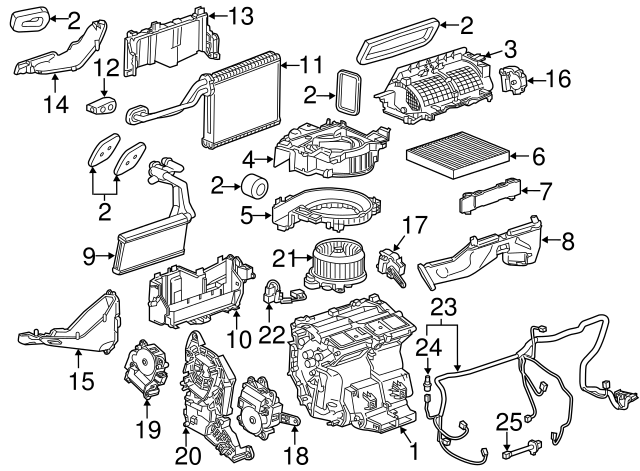 2013-2015 Cadillac Heating and Air Conditioning Panel Mode Door ...
