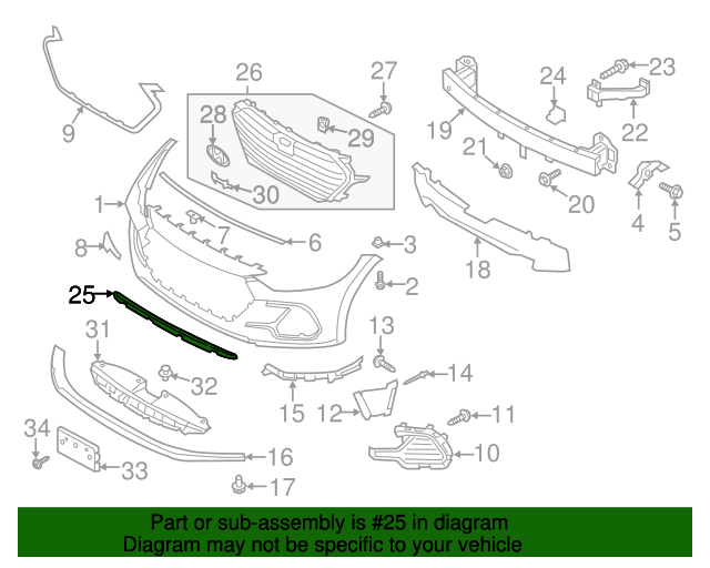 2017-2018 Hyundai Elantra Lower Grille 86561-F2500 | OEM Parts Online