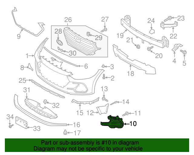2017-2018 Hyundai Elantra Fog Lamp Bezel 86563-F2500 | OEM Parts Online