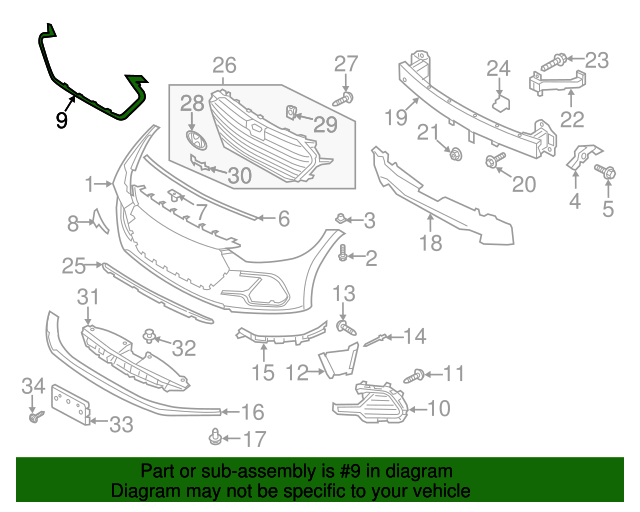 86355-F2500 - Bumper Trim 2017-2018 Hyundai Elantra | AutoNationParts.com
